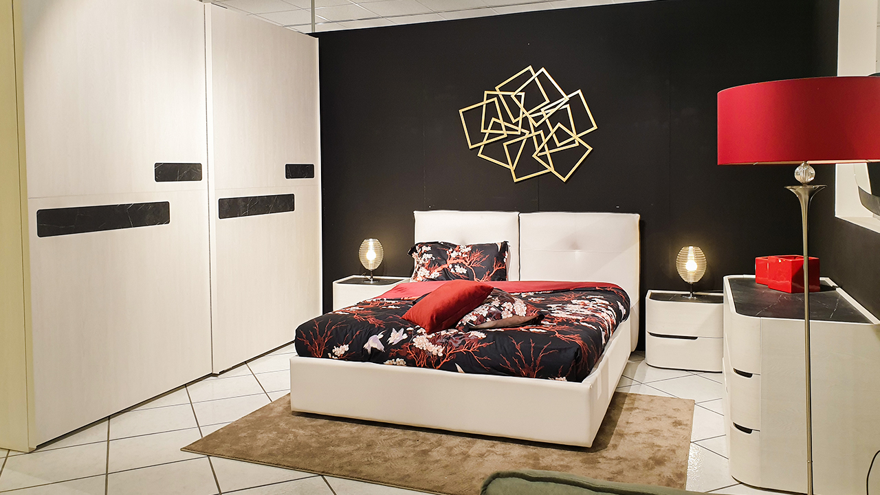 Camera moderna con inserti effetto marmo Nero Marquinia