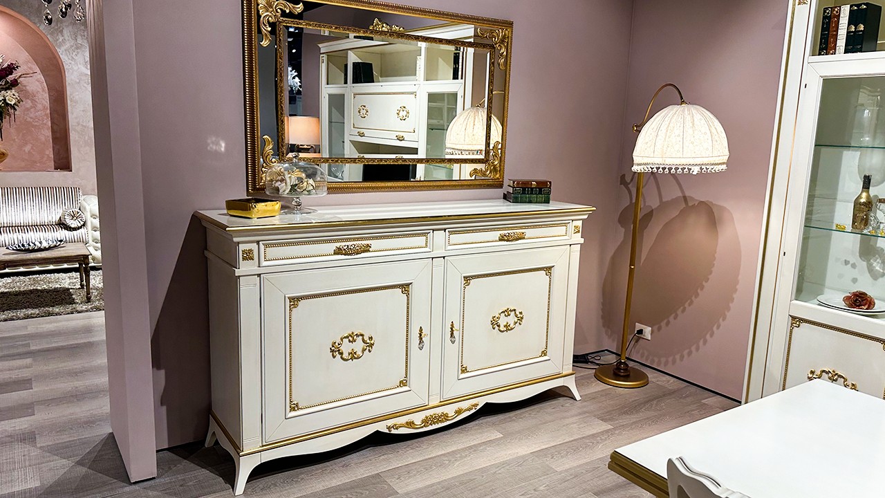 Madia classica avorio completa di specchio rettangolare con cornice in ...